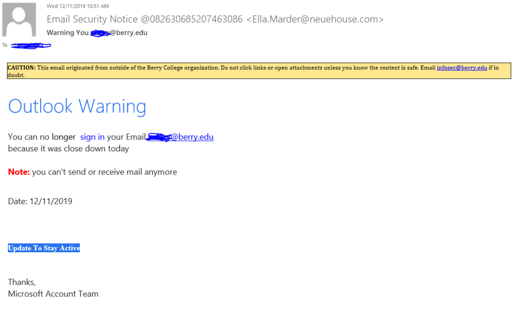 “Outlook Warning” Email is Fraudulent – Cybersecurity News & Alerts